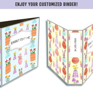Flower Binder Cover, 10 Printable/editable Covers+spines, Binder Insert ...