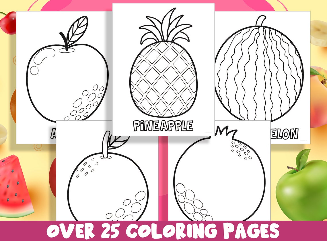 Fruit Coloring Pages, 25 Printable Fruit Coloring Pages for Preschool ...