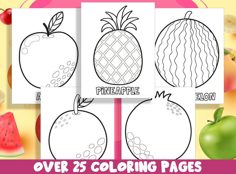 Fruit Coloring Pages, 25 Printable Fruit Coloring Pages for Preschool ...