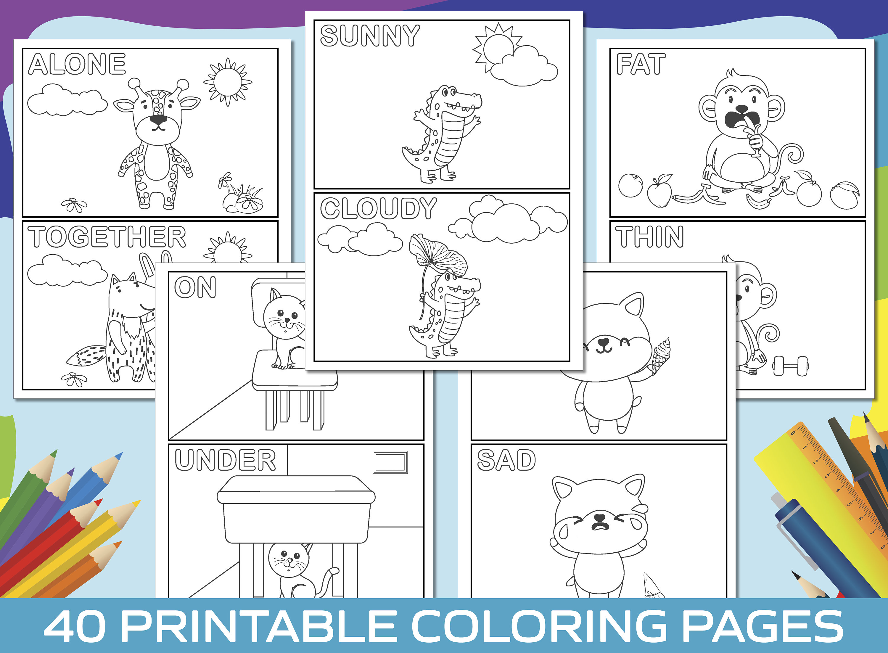 Opposite Coloring Pages, 40 Printable Animal Opposite Coloring Pages ...