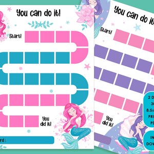 Printable Mermaid Reward Chart for Kids, Beautiful Mermaid With Pink ...