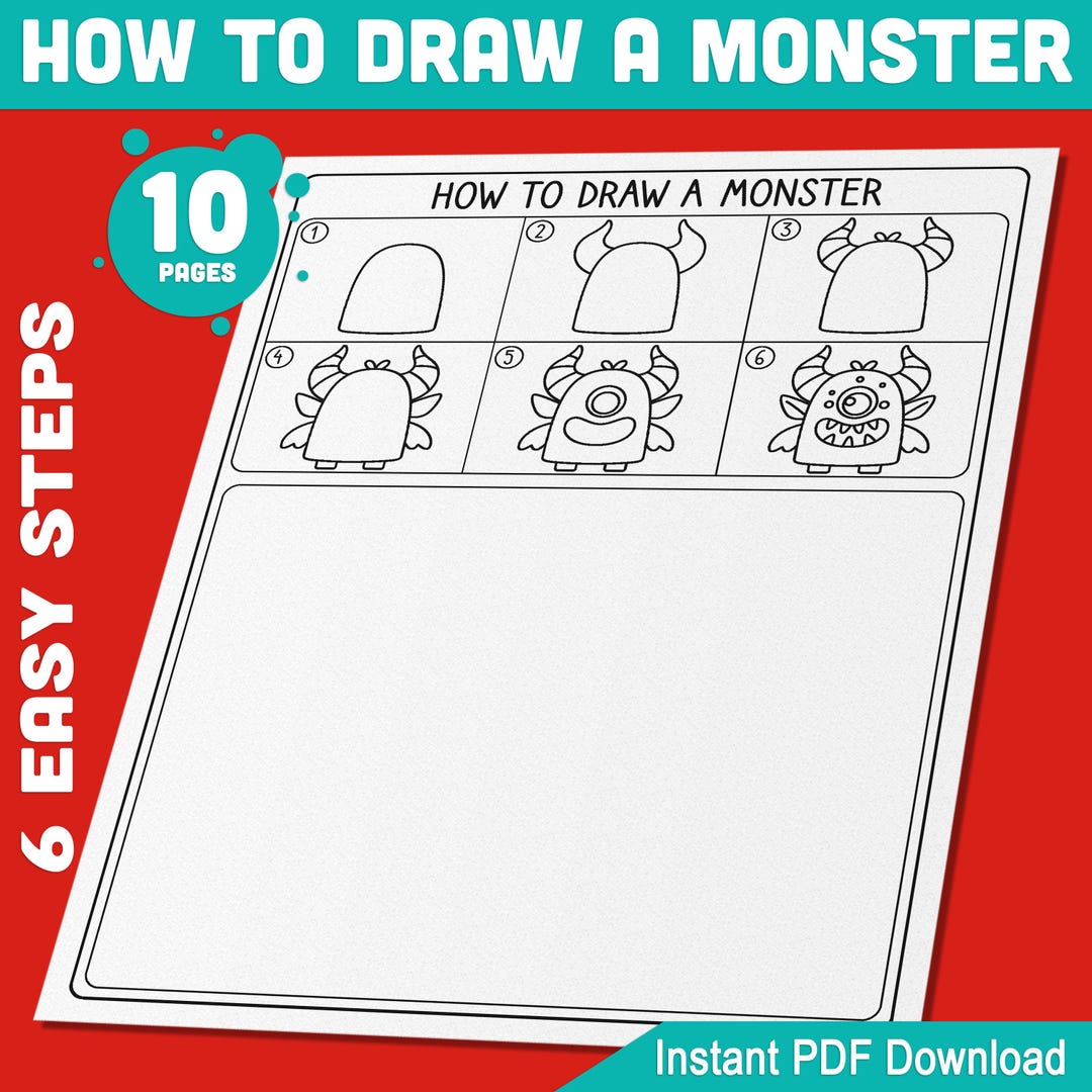 Learn to Draw a Spooky Monster for Halloween: 5-page Tutorial With Fun ...