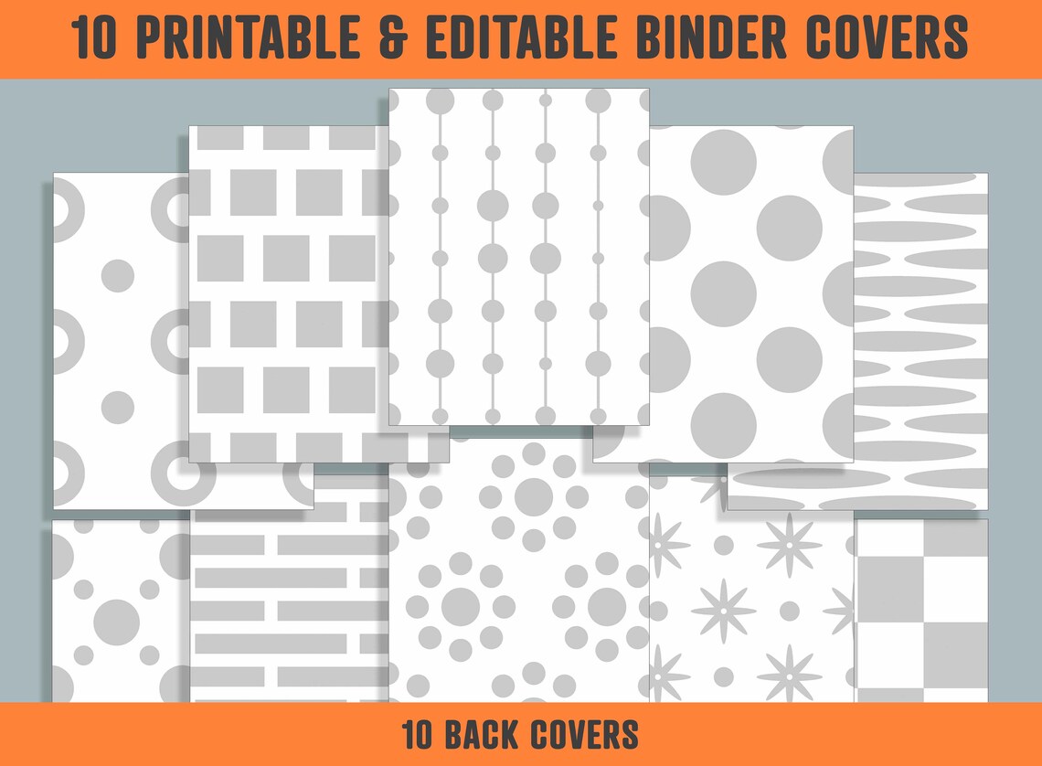 Geometric Patterns Collection Binder Covers, 10 Printable & Editable ...