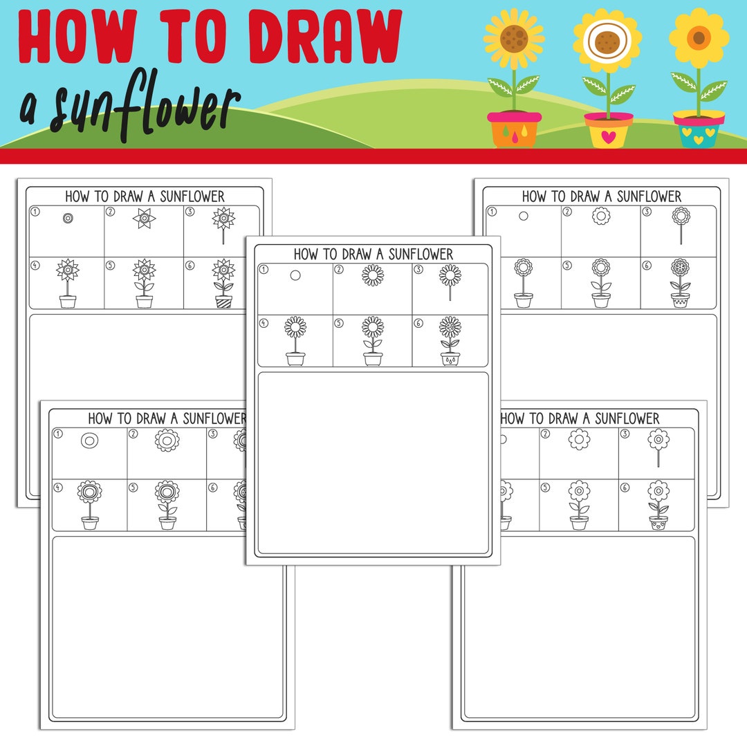 Learn How to Draw a Sunflower: Directed Drawing Step by Step Tutorial ...