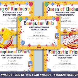 Editable Superlatives Certificates, End of the Year Classroom Awards ...