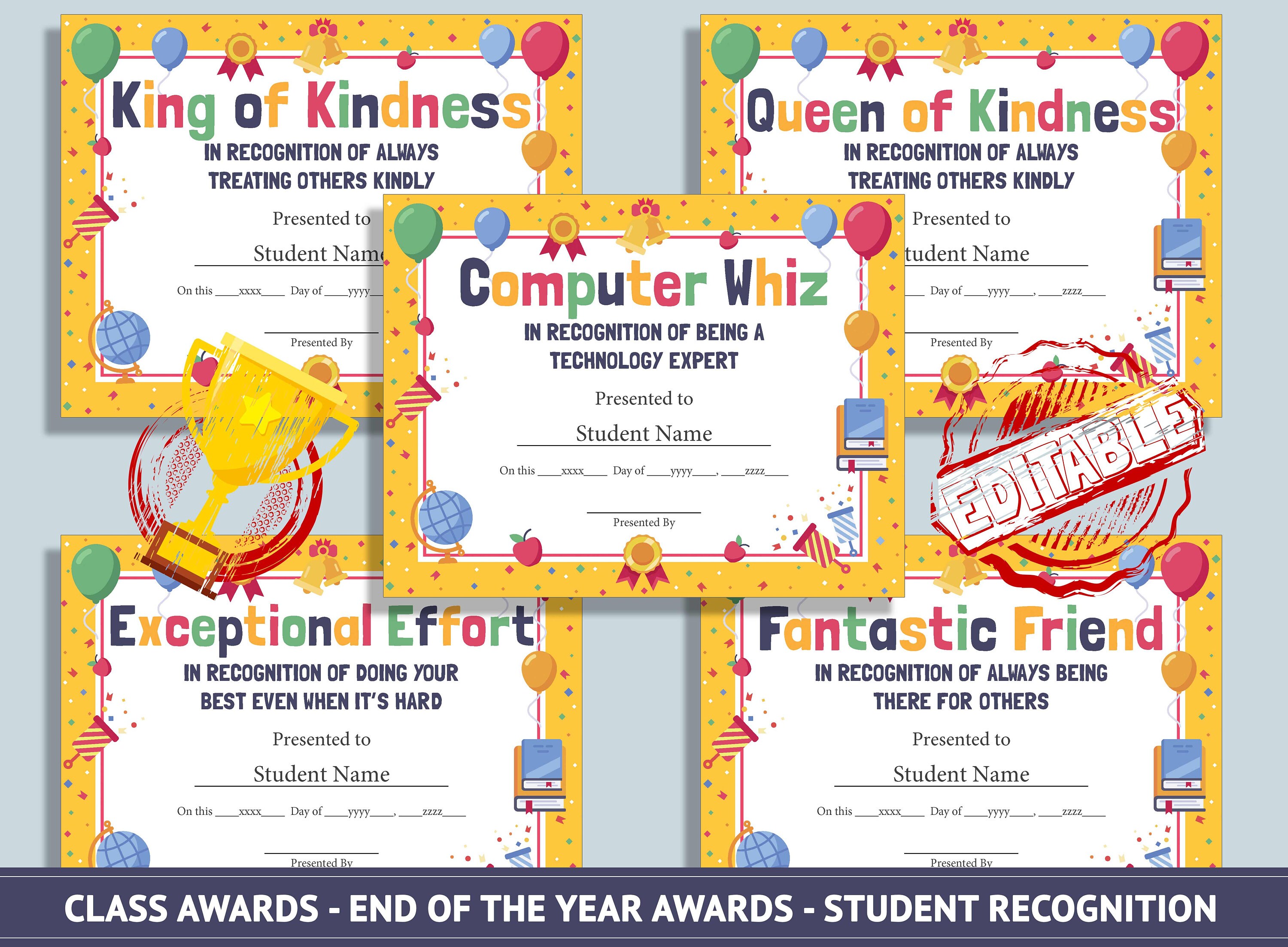 Editable Superlatives Certificates, End of the Year Classroom Awards ...