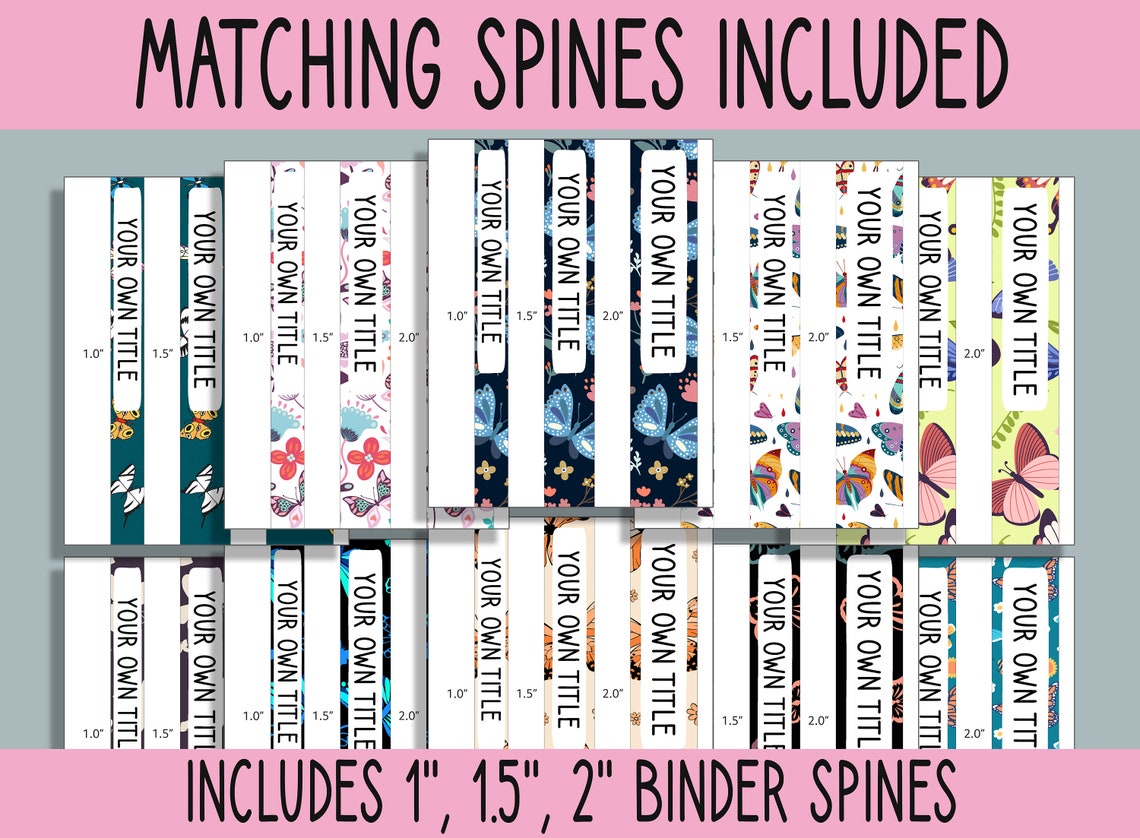 10 Editable Cute Butterfly Binder Covers Includes 1 - Etsy