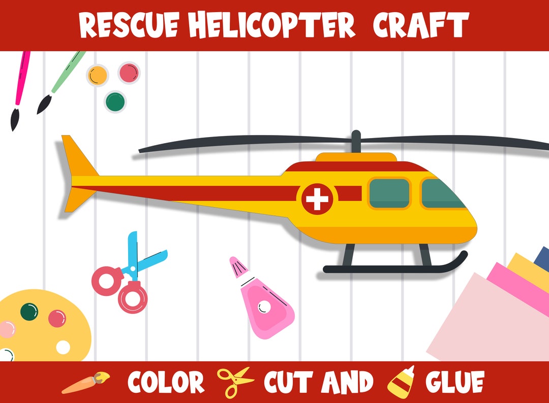 Rescue Helicopter Craft Activity - Color, Cut, and Glue for Prek to 2nd ...