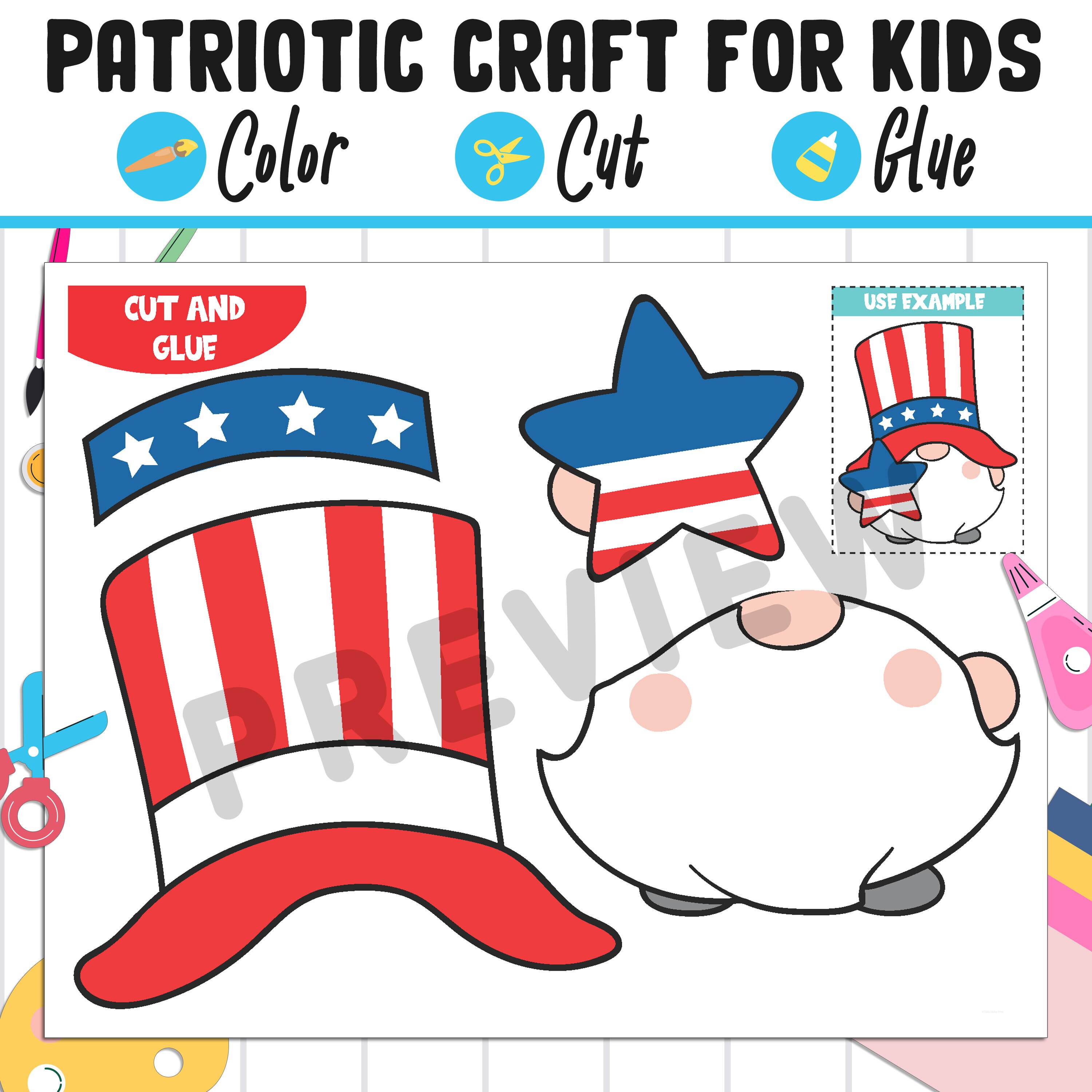 Patriotic Craft for Kids : Color, Cut, and Glue, a Fun 4th of July ...