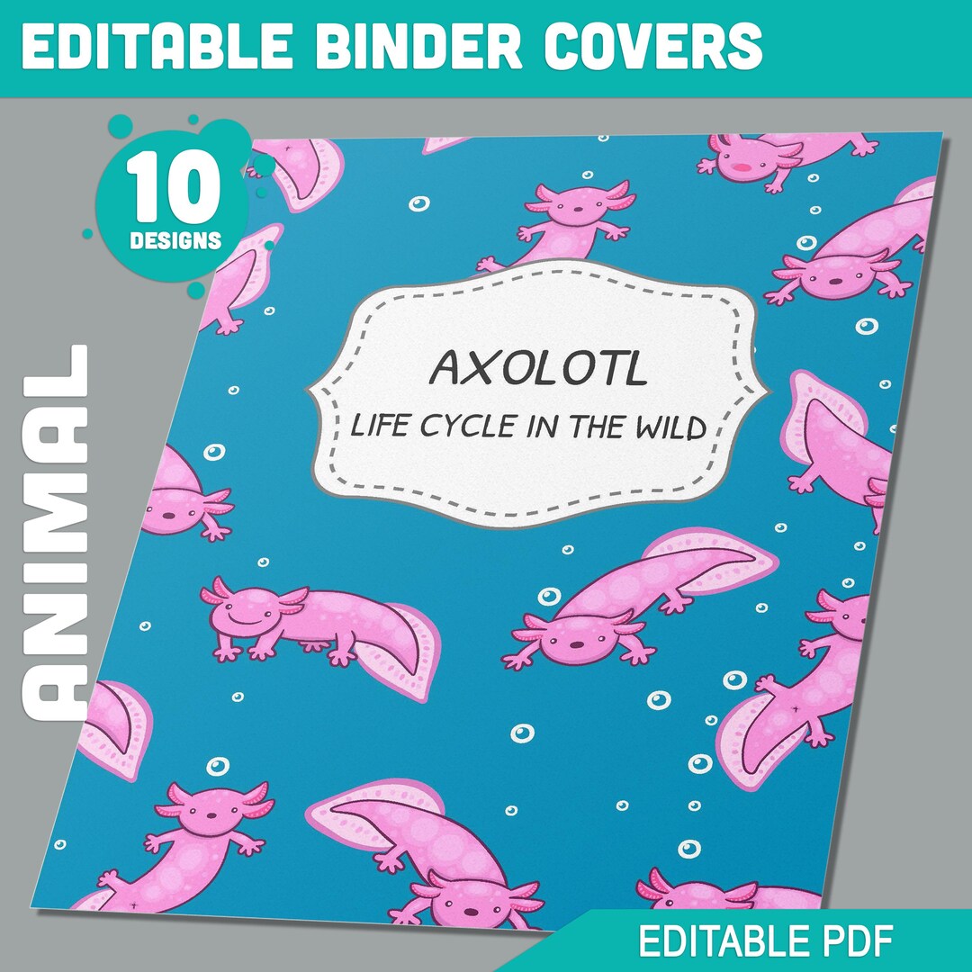 Animal Binder Cover, 10 Printable & Editable Covers+spines, Binder ...