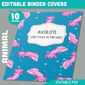 Animal Binder Cover, 10 Printable & Editable Covers+spines, Binder ...