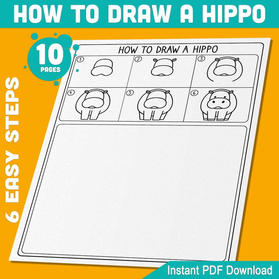Learn How to Draw a Hippo for Kids: 5-page Step-by-step Directed ...
