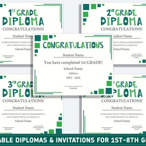 Editable 7th Grade Awards, 1st to 8th Grade Diploma, Certificate of ...