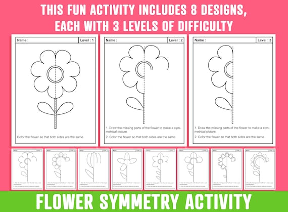 Flower Line of Symmetry Spring/summer Flower Symmetry - Etsy