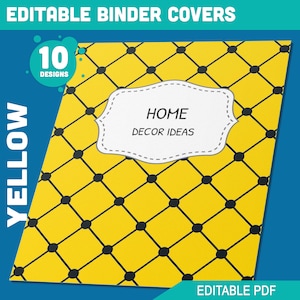 Yellow and Black Binder Cover, 10 Printable & Editable Binder Covers ...