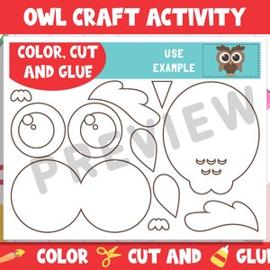 Cute Owl Craft Activity - Color, Cut, and Glue for Prek to 2nd Grade ...