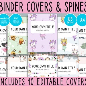 10 Editable Girls Binder Covers, Includes 1", 1.5", 2" Spines ...