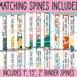 10 Editable Abstract Floral Binder Covers, Includes 1, 1.5, 2 Spines ...