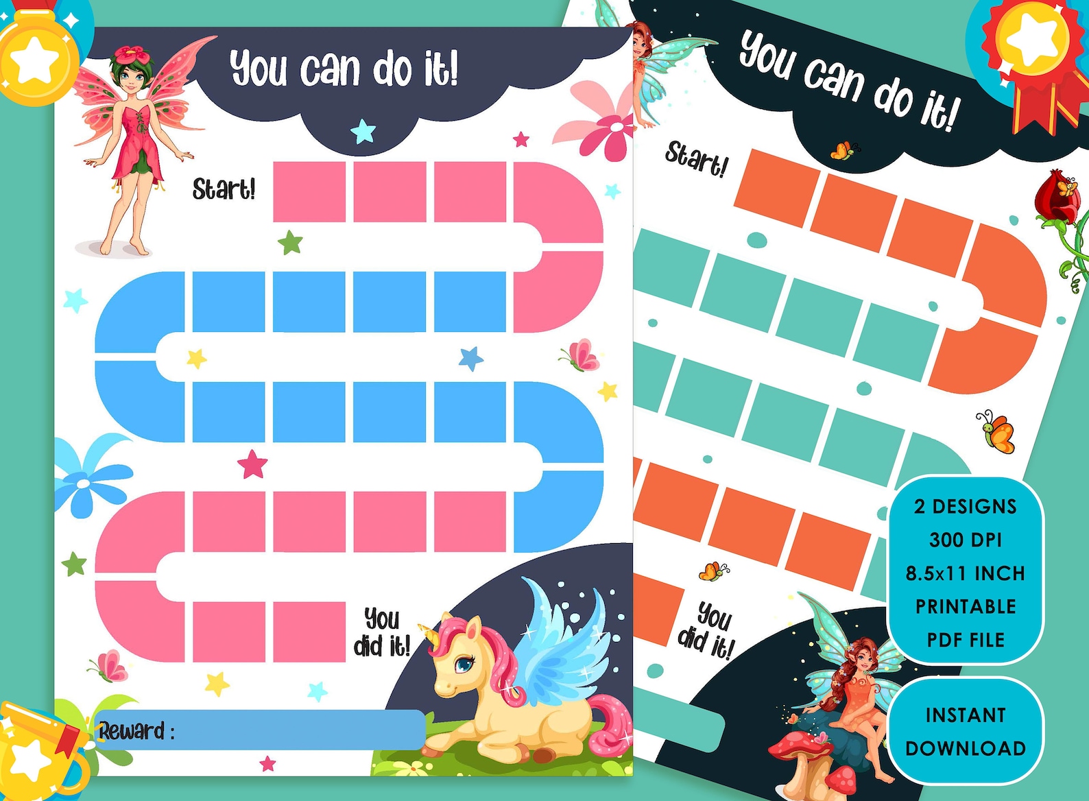 Printable Beautiful Flower Fairy Reward Chart, Behavior Chart, Girl ...