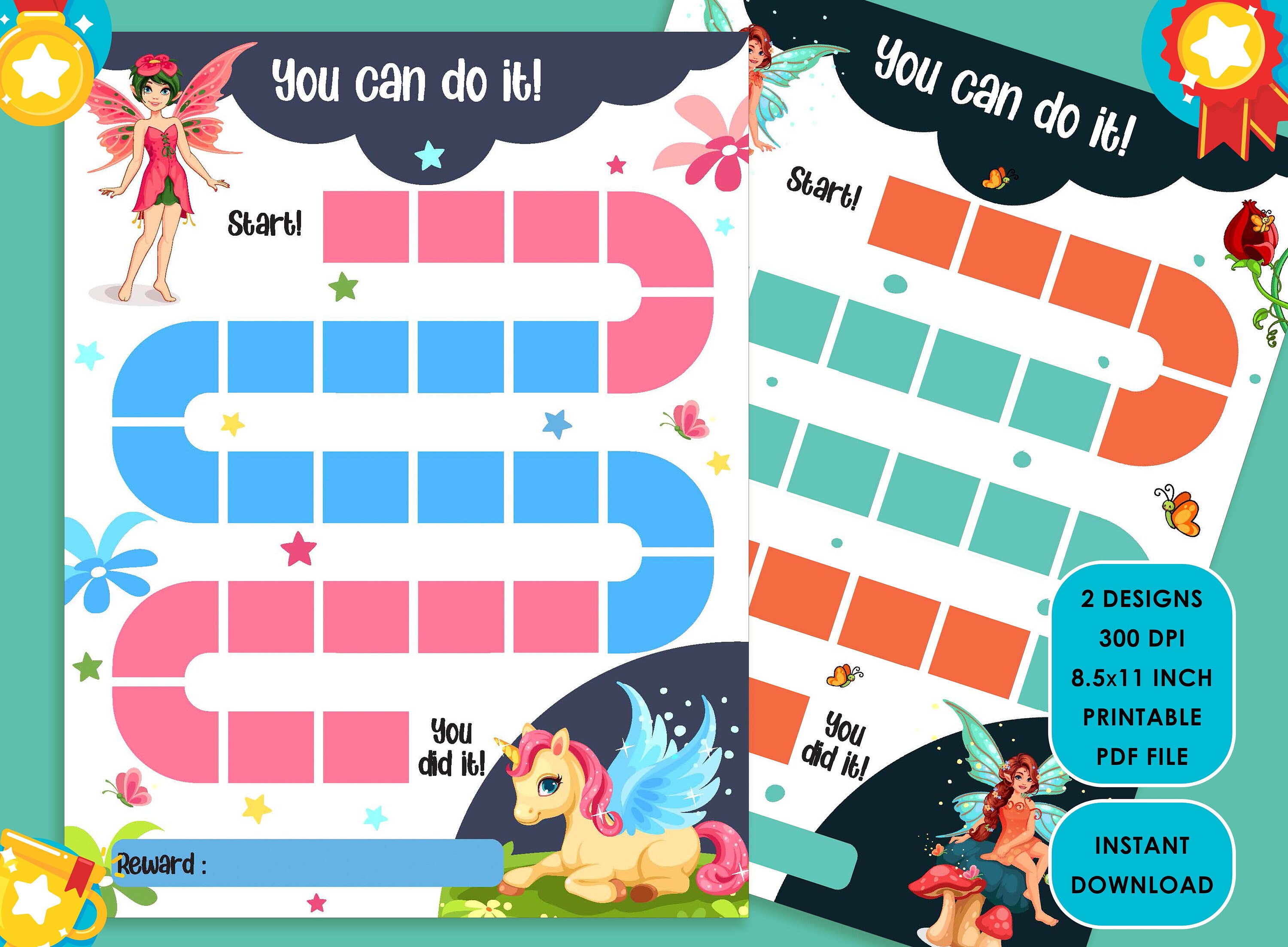 Printable Beautiful Flower Fairy Reward Chart, Behavior Chart, Girl ...