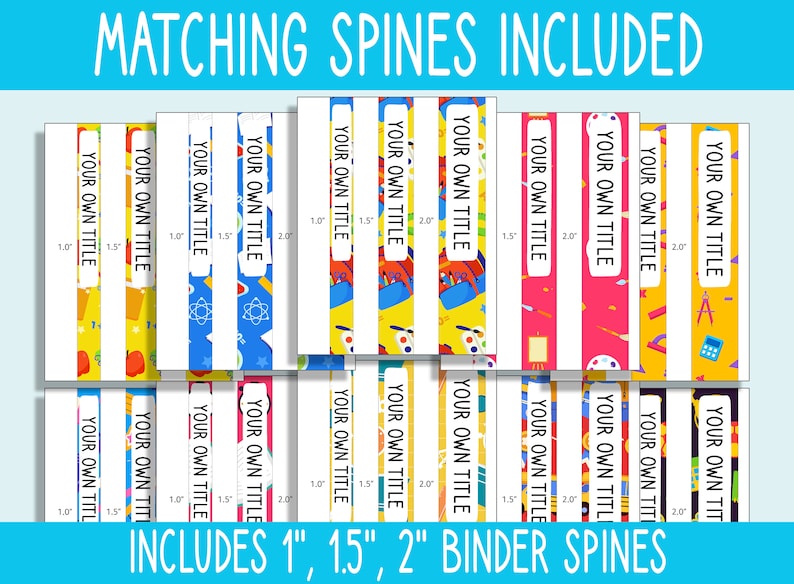 10 Editable Back to School Binder Covers, Includes 1, 1.5, 2" Spines ...