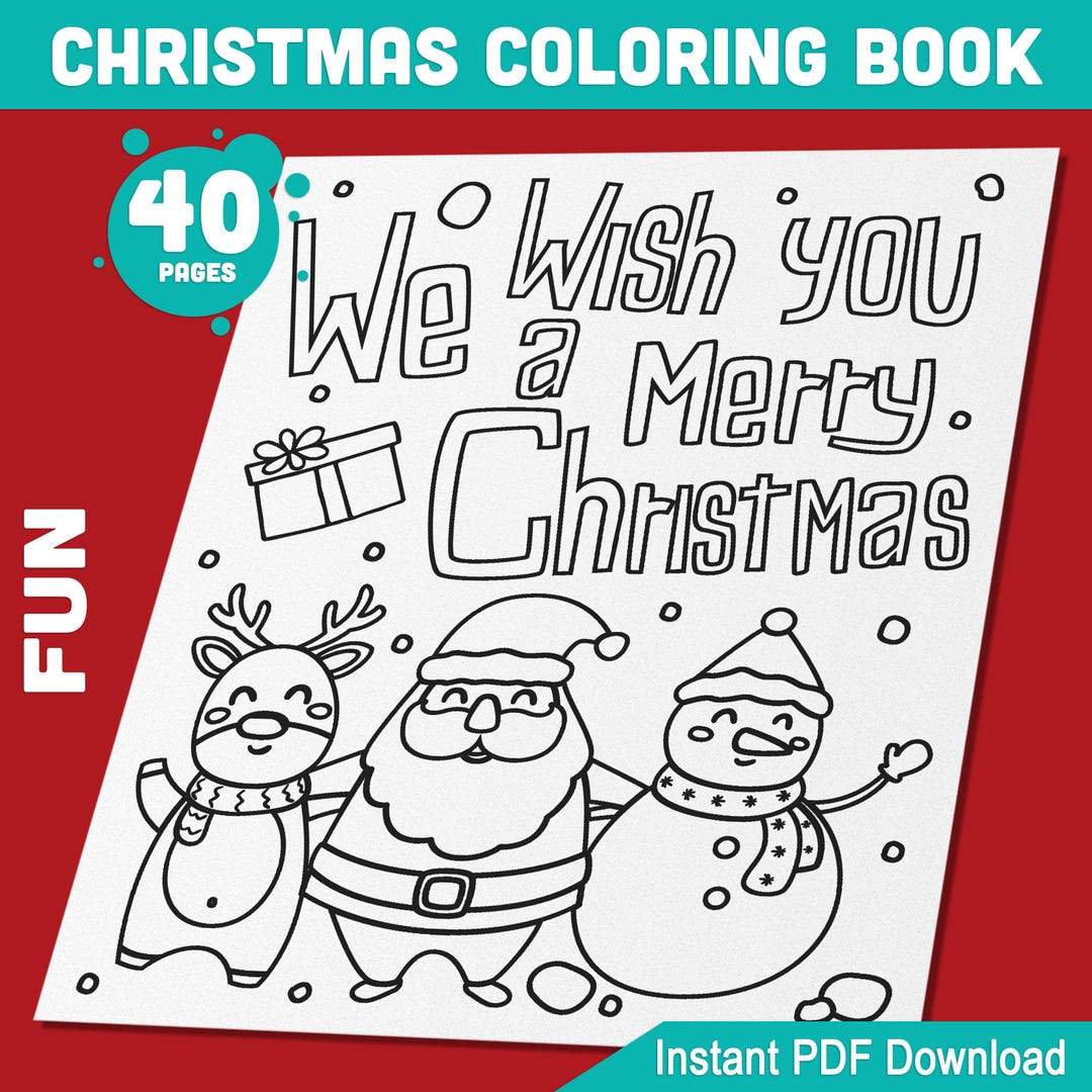 Christmas Coloring Book: 40 Printable Coloring Pages for Kids Featuring ...