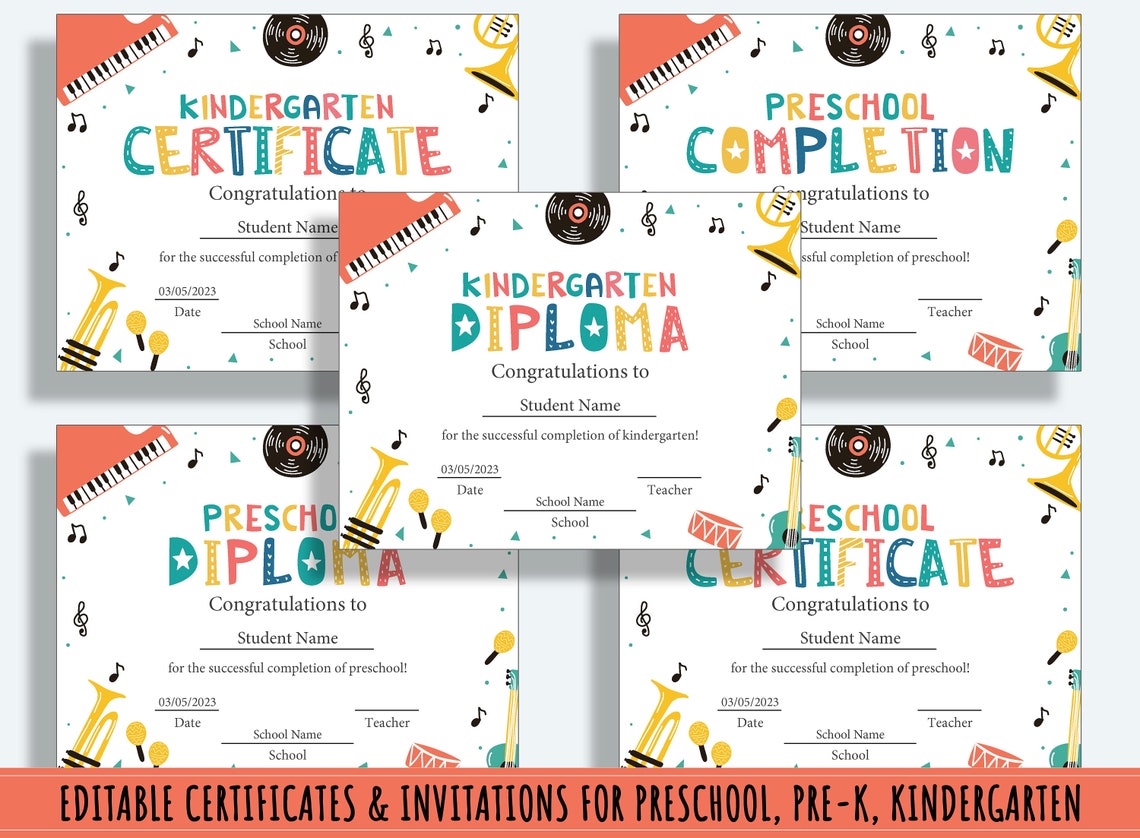Customizable Diplomas, Certificates, and Invitations for Preschool and ...