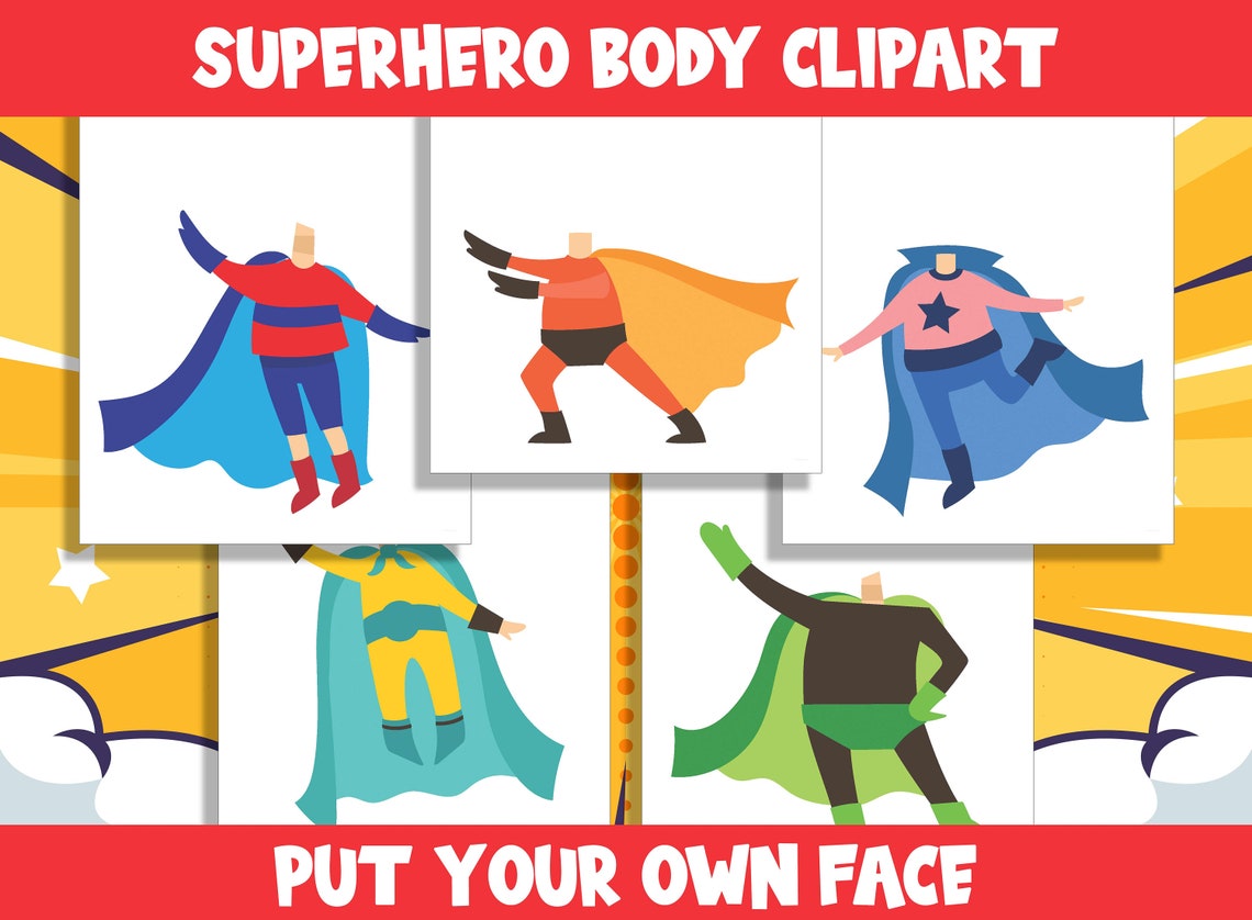 Kid Superhero Body Clipart Set for Prek to 6th Grade, 20 Pages, PDF ...