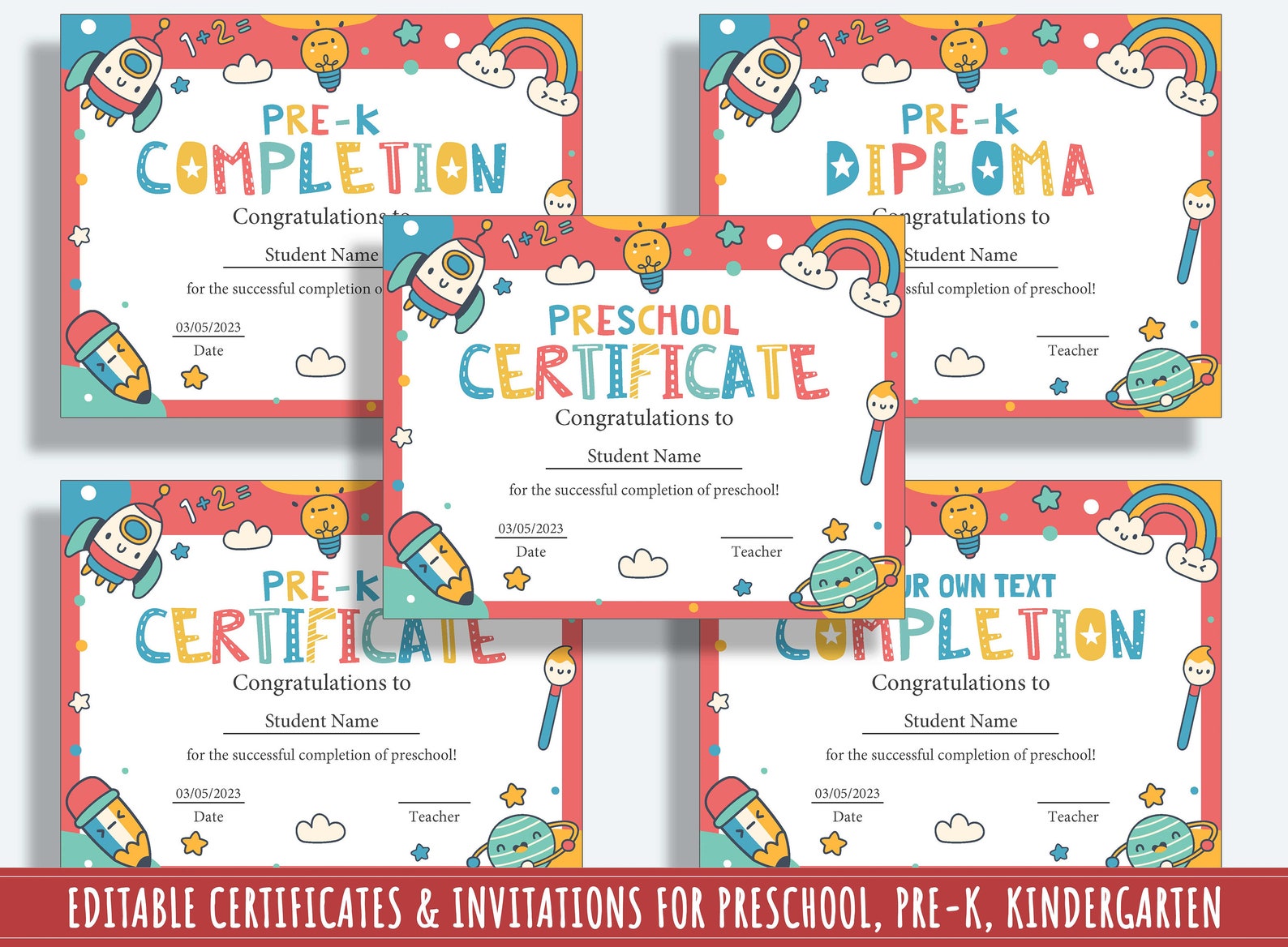 Editable End of Year Awards for Pre-k or Kindergarten Graduation ...