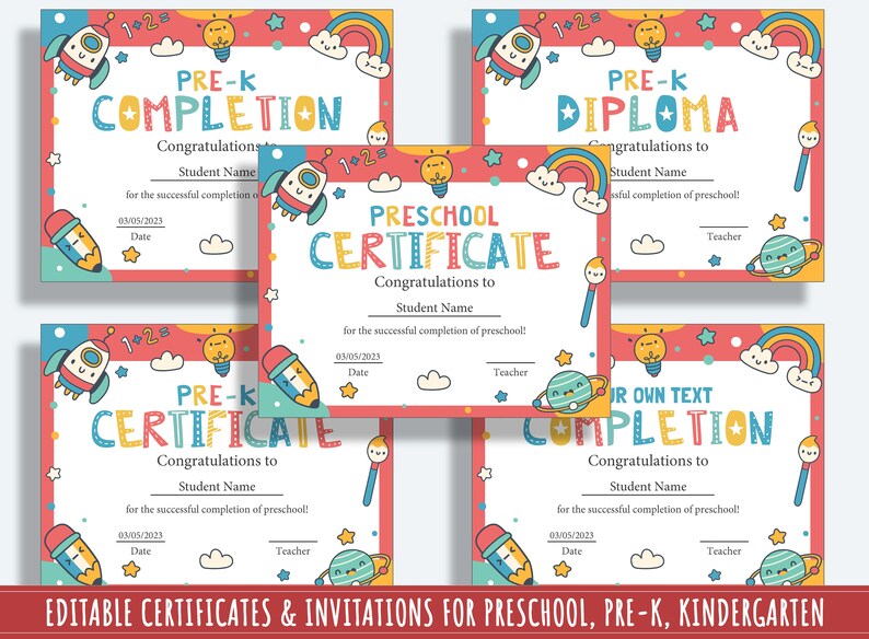 Editable End of Year Awards for Pre-k or Kindergarten Graduation ...