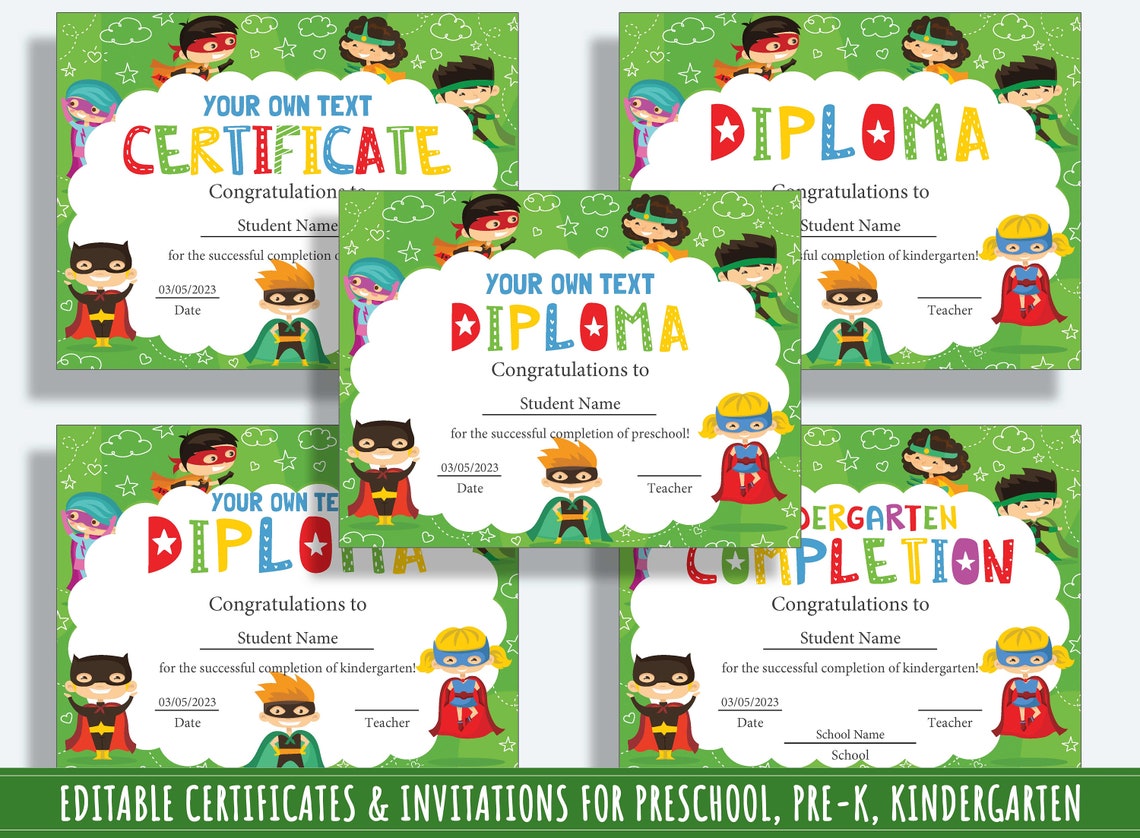 37 Pages of Superhero-themed Diplomas Certificates and - Etsy