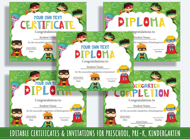 37 Pages of Superhero-themed Diplomas, Certificates, and Invitations ...
