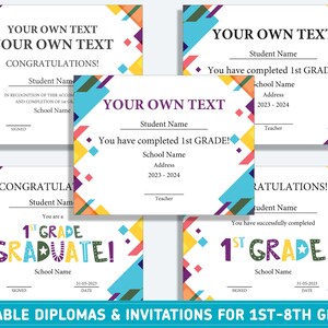 Editable 3rd Grade Diploma, 1st to 8th Grade Diploma, Certificate of ...