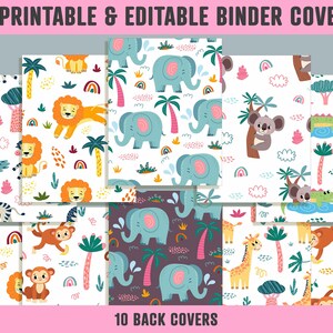 African Animals Binder Cover, 10 Printable & Editable Covers Spines ...