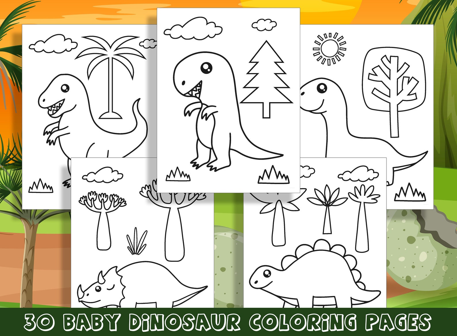 Roar Into Fun With 30 Baby Dinosaur Coloring Pages for - Etsy