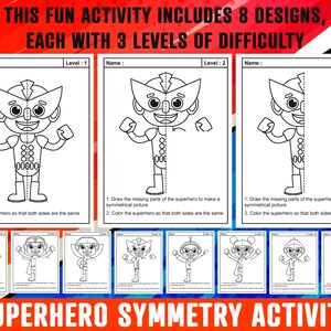 Superhero Symmetry Worksheet, Superhero Theme Lines of Symmetry ...
