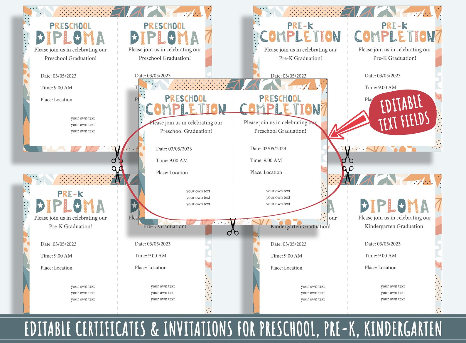 37 Pages of Editable Diploma, Certificate, and Invitation Templates for ...