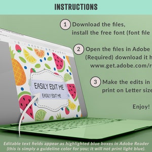 Summer Fruits and Berries Binder Cover, 10 Printable & Editable Covers ...