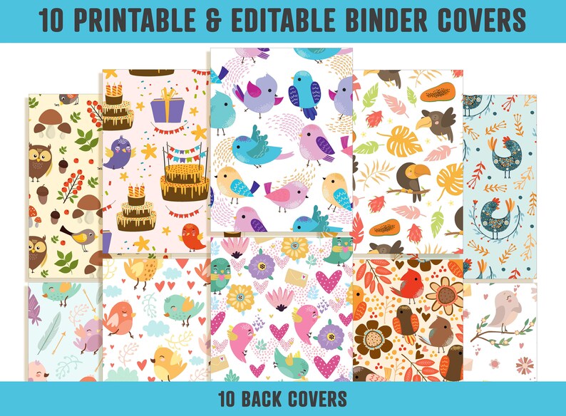 Binder Cover Printable Editable, 10 Coversspines, Binder Insert ...