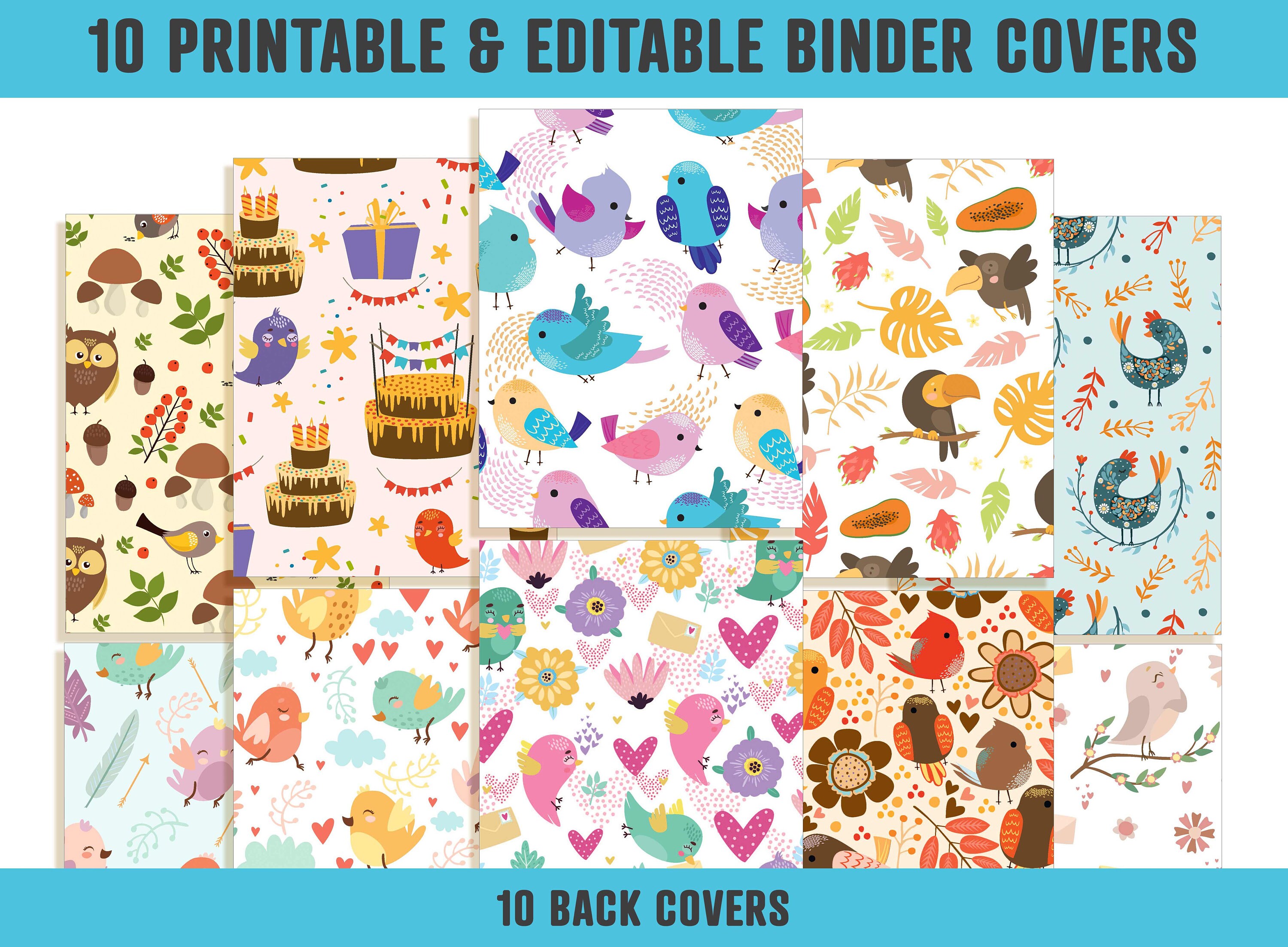 Binder Cover Printable Editable, 10 Coversspines, Binder Insert ...