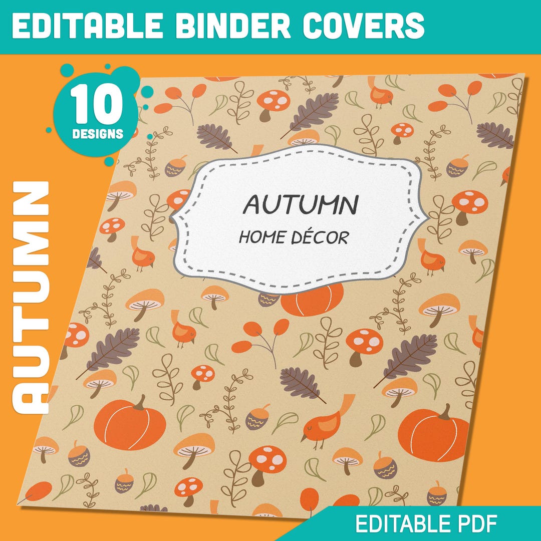 Autumn Patterns With Flowers and Animals Binder Cover, 10 Printable ...