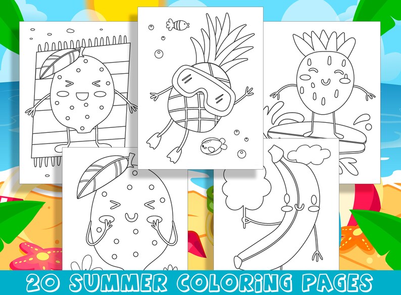 Summer Fun Character Coloring Pages: 20 Playful Designs for - Etsy