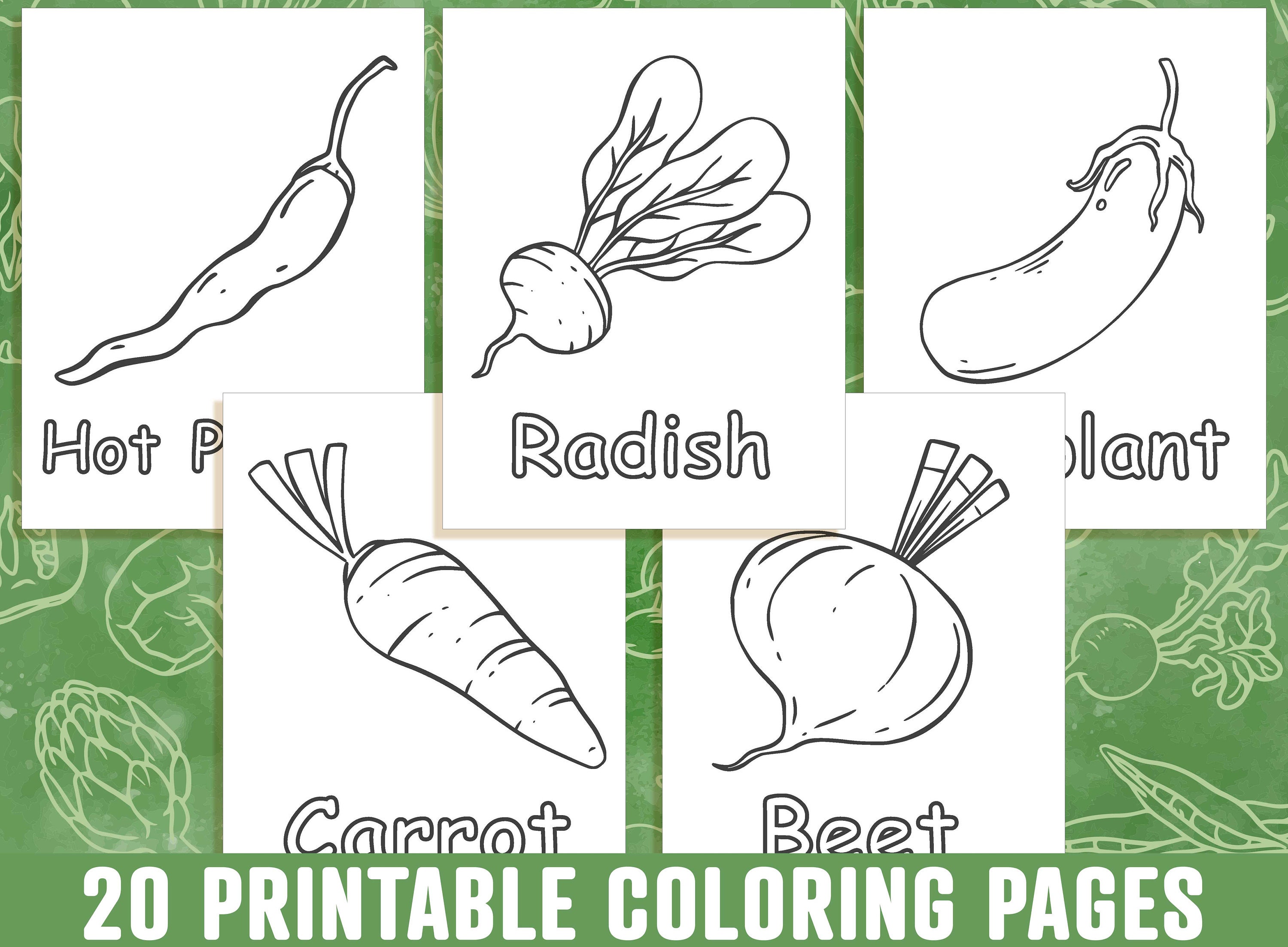Vegetable Coloring Pages: Fun and Educational Activity Book for Kids to ...
