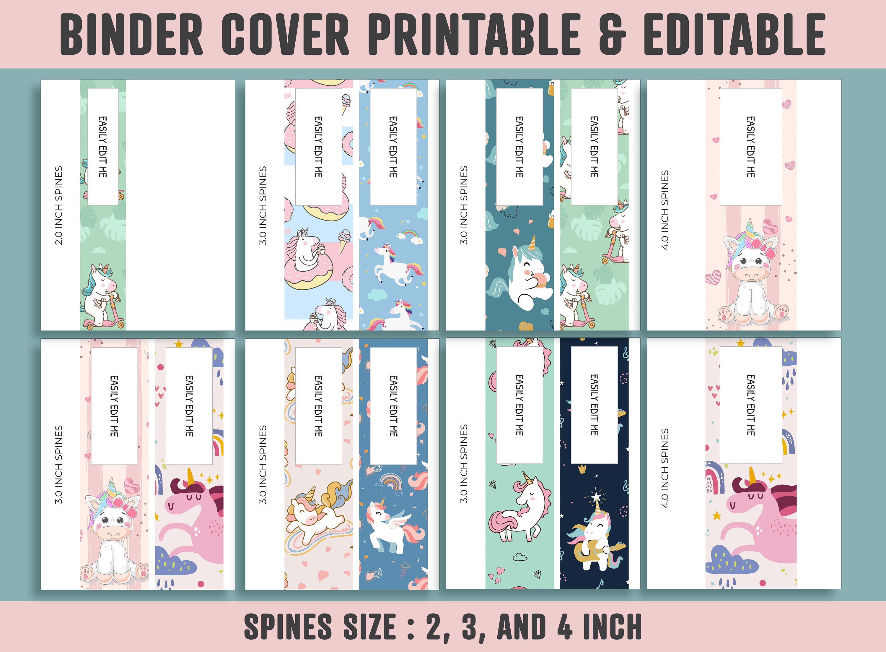 Binder Cover Printable 10 Coversspines Printable Editable - Etsy