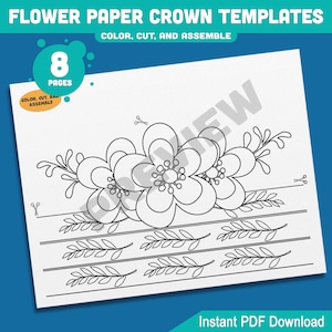 Flower Paper Crown Templates, Printable Spring Headband, 8 Pages, 4 ...