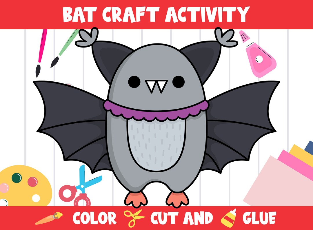 Halloween Bat Craft Activity - Color, Cut, and Glue for Prek to 2nd ...