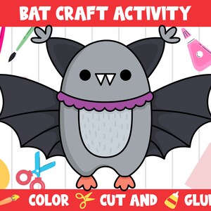 Halloween Bat Craft Activity Color, Cut, and Glue for Prek to 2nd Grade ...