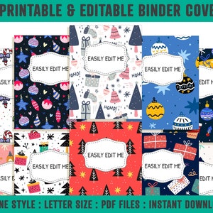 Christmas Binder Cover, 10 Printable & Editable Covers+spines, Binder ...