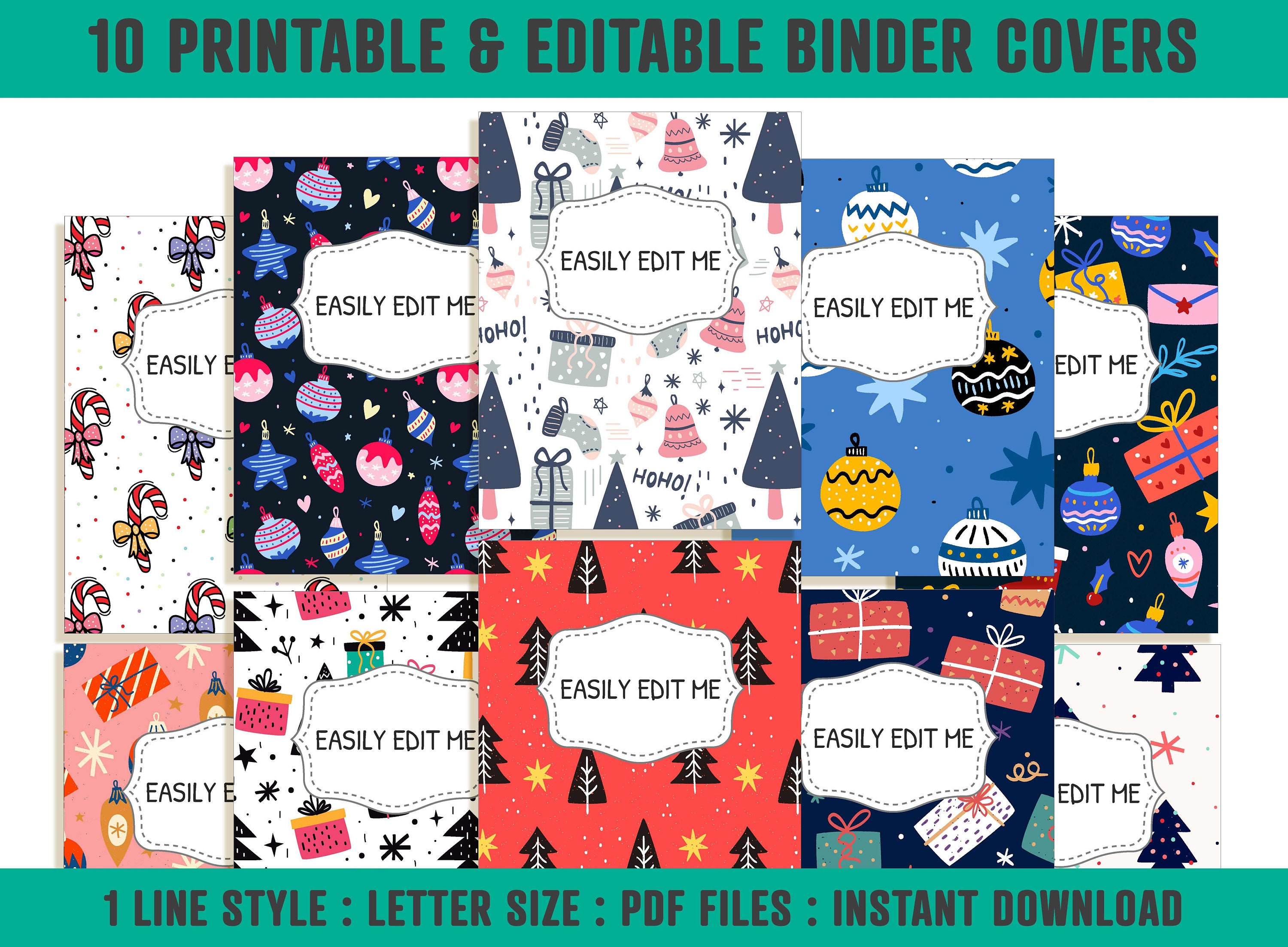 Christmas Binder Cover 10 Printable & Editable Coversspines - Etsy