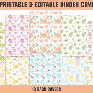 Tropical Fruits and Berries Binder Cover, 10 Printable & Editable ...